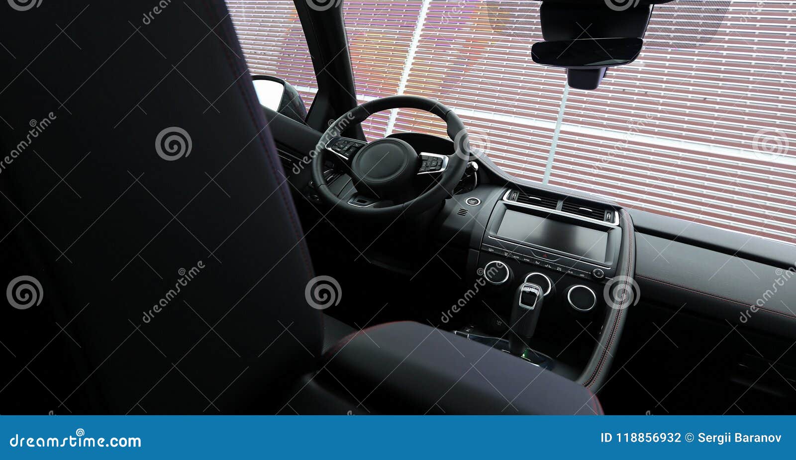 Steering Wheel, Head Display and Controls on Dashboard in Vehicle Stock ...