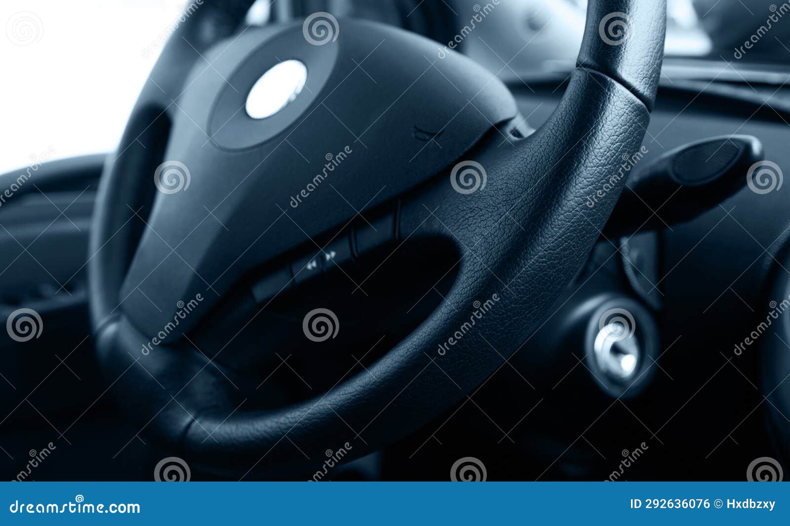 Steering Wheel in Interior of a Car Stock Photo - Image of close, hands ...