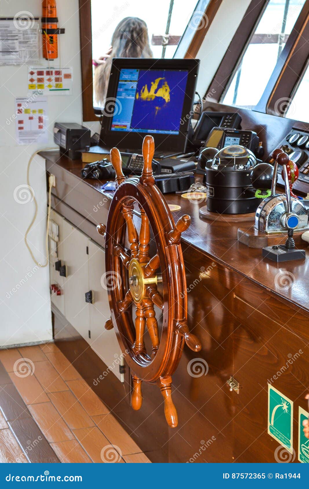 The Steering Wheel and Navigation Instruments in the Cockpit of the ...