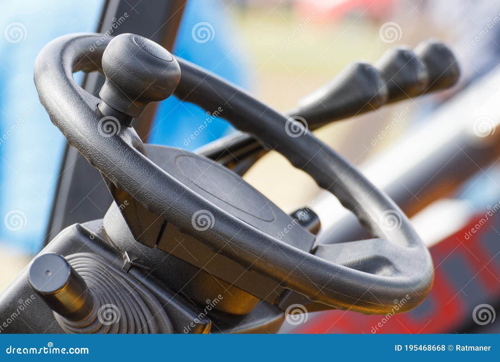 Steering Wheel and Operating Control Levers in Forklift, Tractor or ...