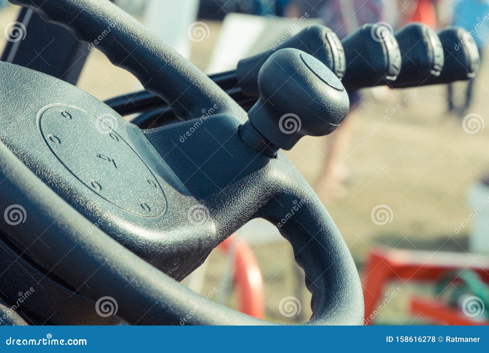 Steering Wheel and Operating Control Panels or Levers in Forklift or ...