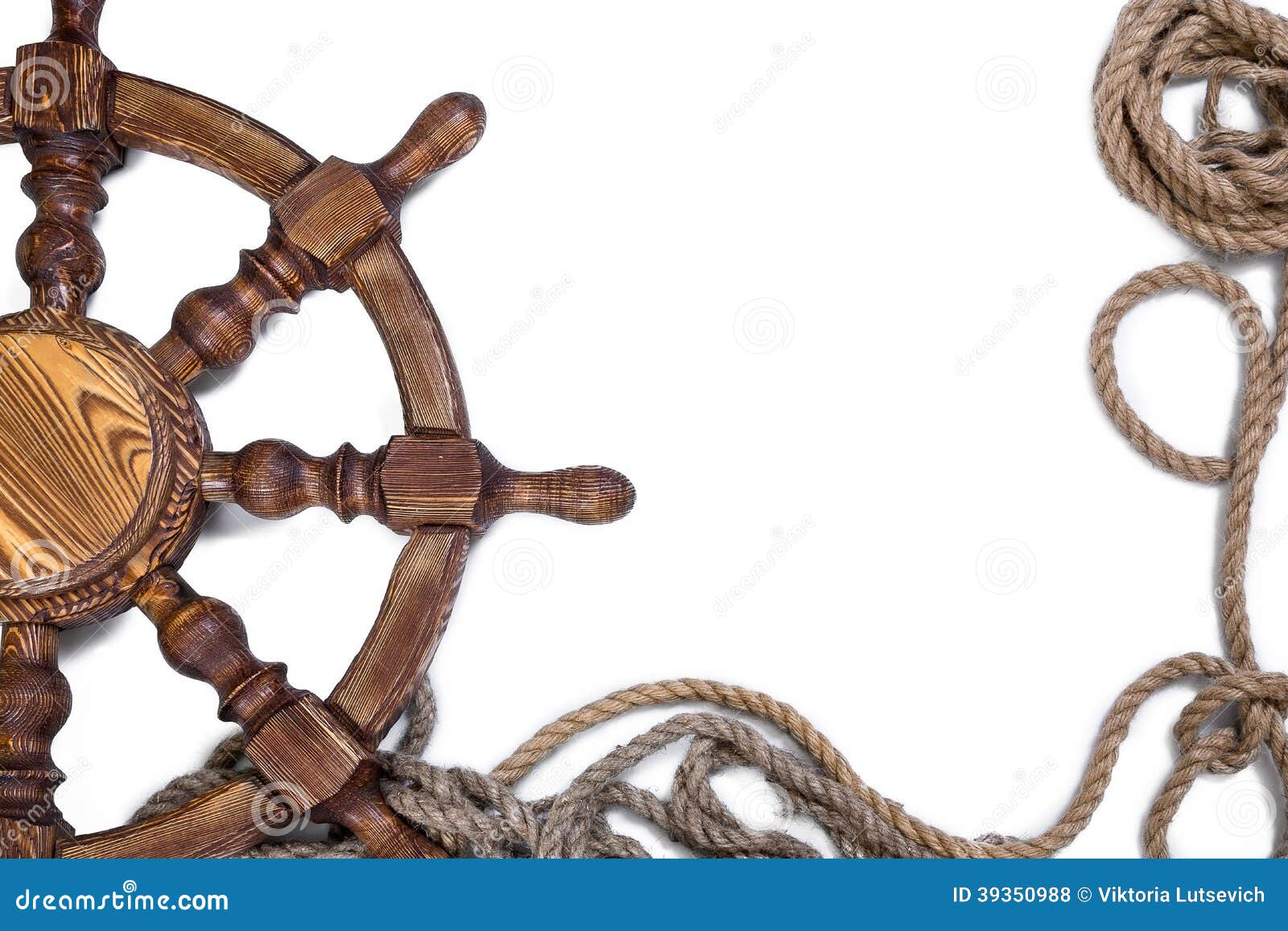 Steering Wheel with a Rope on a White Background Stock Photo - Image of ...