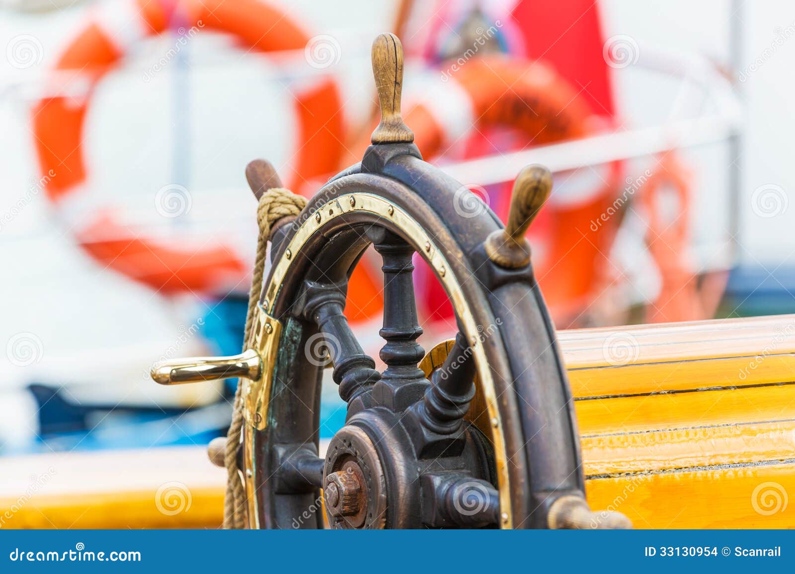 Steering Wheel on Sailing Ship Stock Photo - Image of boat, handle ...