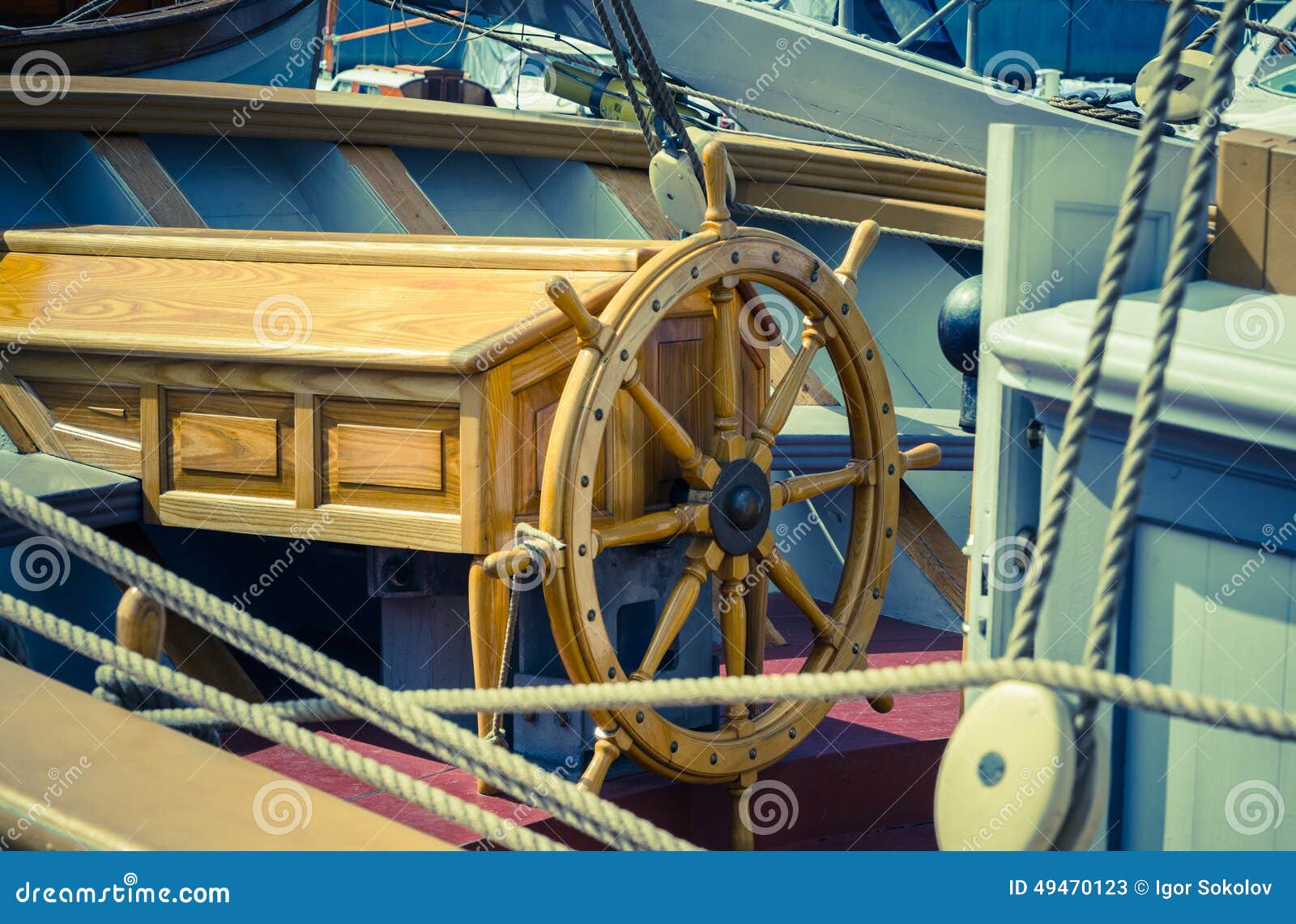 Steering Wheel of the Ship. a Workplace of the Captain Stock Image ...