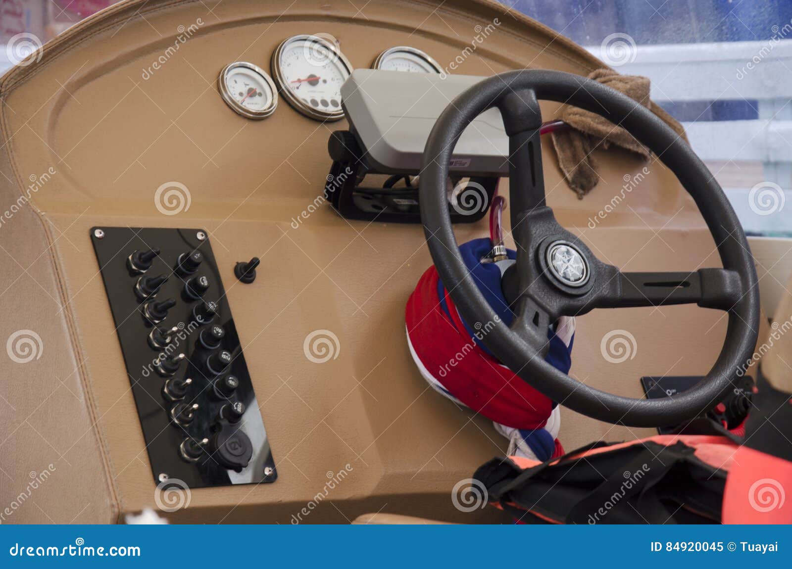 Steering Wheel of Speed Boat Stock Image - Image of device, instrument ...