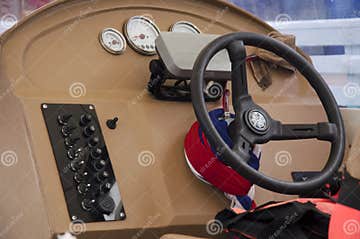 Steering Wheel of Speed Boat Stock Image - Image of device, instrument ...