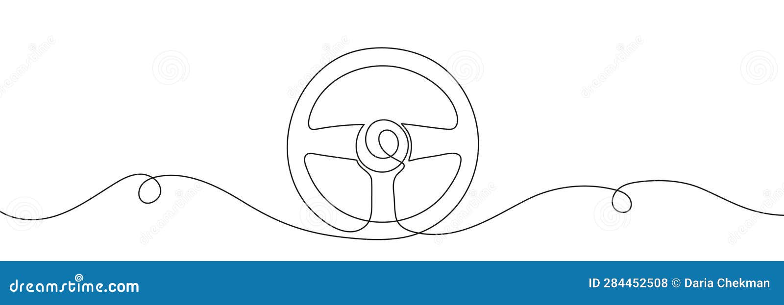 Steering Wheel Symbol In Continuous Line Drawing Style. Abstract ...