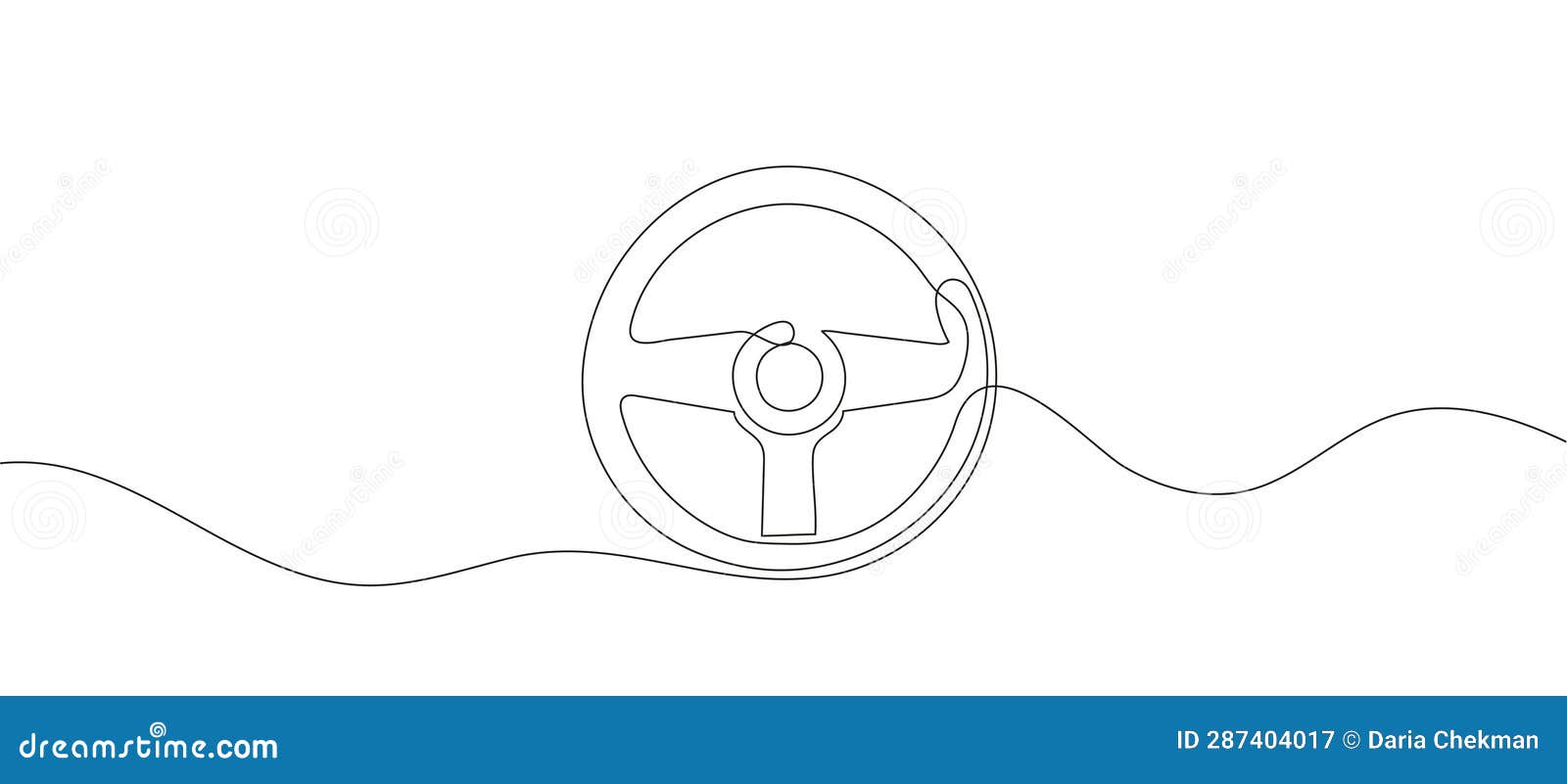Steering Wheel Symbol in Continuous Line Drawing Style. Abstract ...