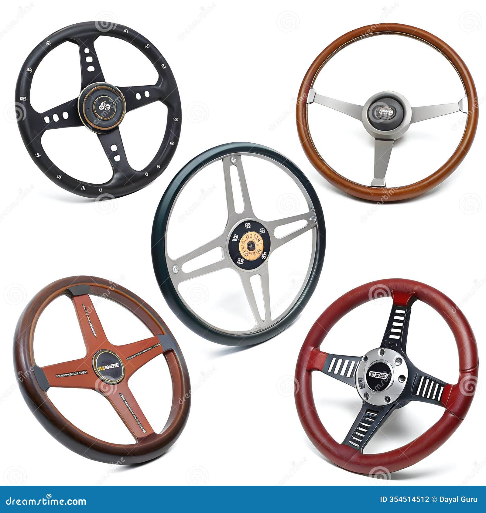 Steering Wheels Isolated on White Background Stock Illustration ...