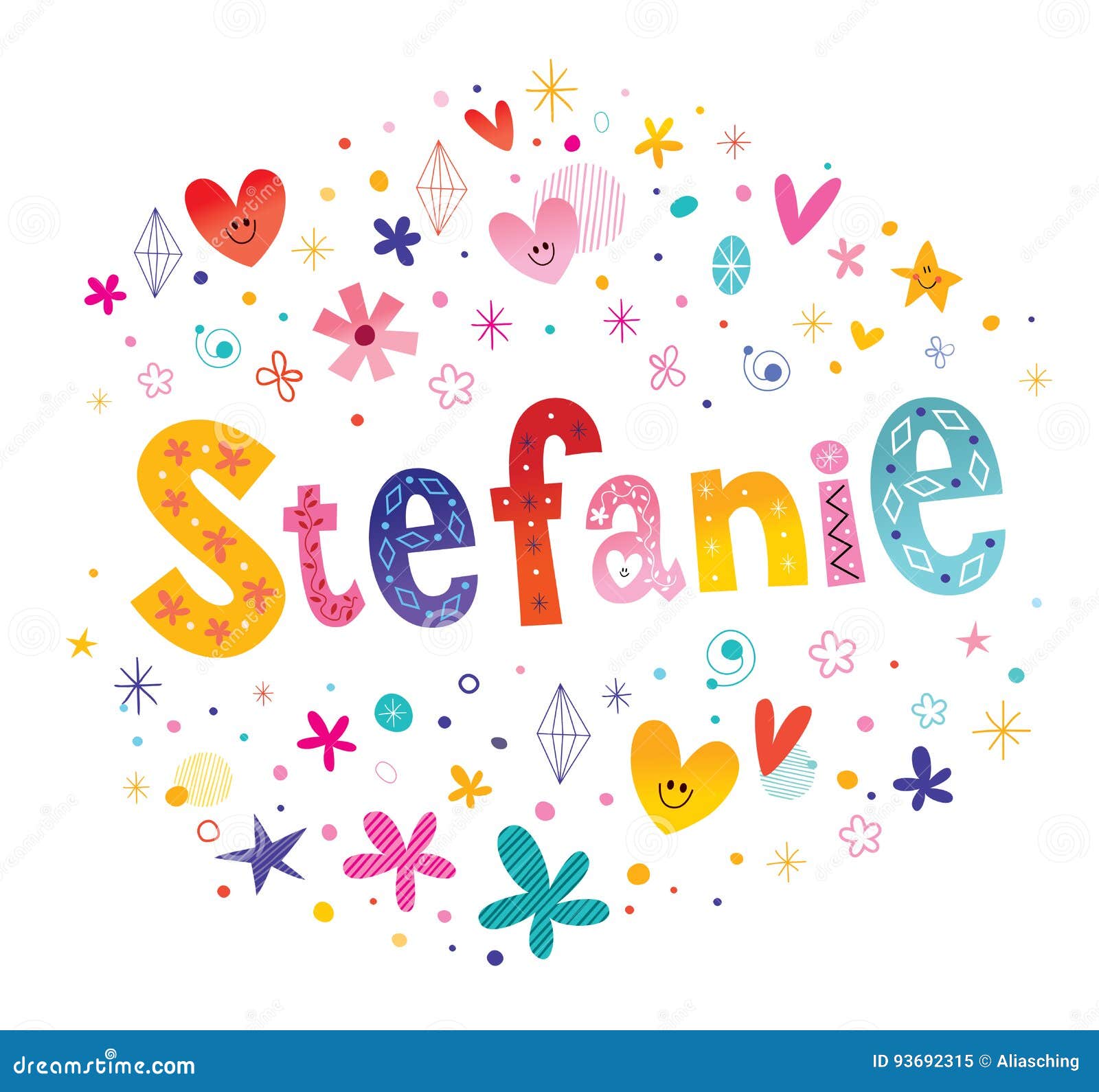 Stefanie girls name stock vector. Illustration of text - 93692315