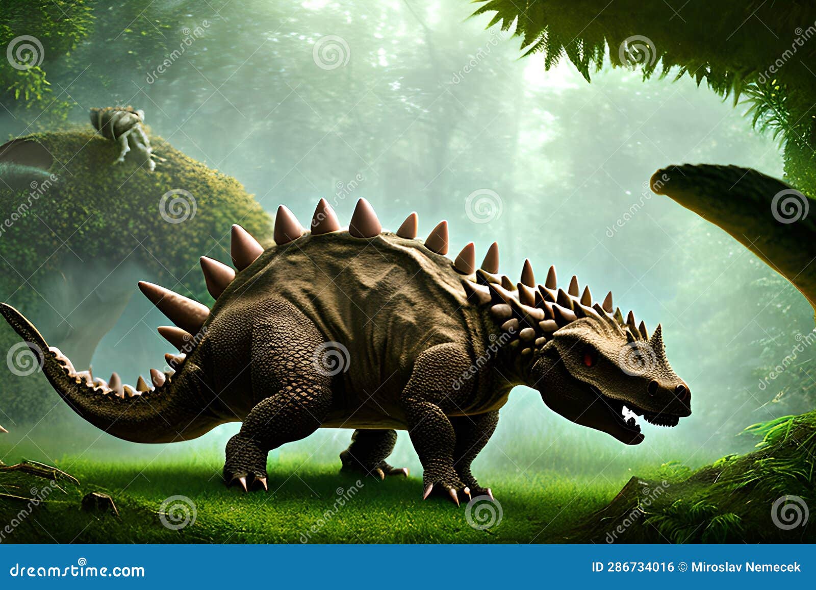 Stegosaurus Dinosaur, Generative AI Illustration Stock Illustration ...