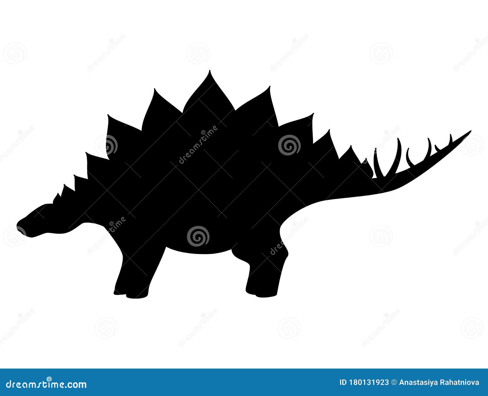 Stegosaurus Dinosaur Silhouette Isolated On White Background Cartoon ...