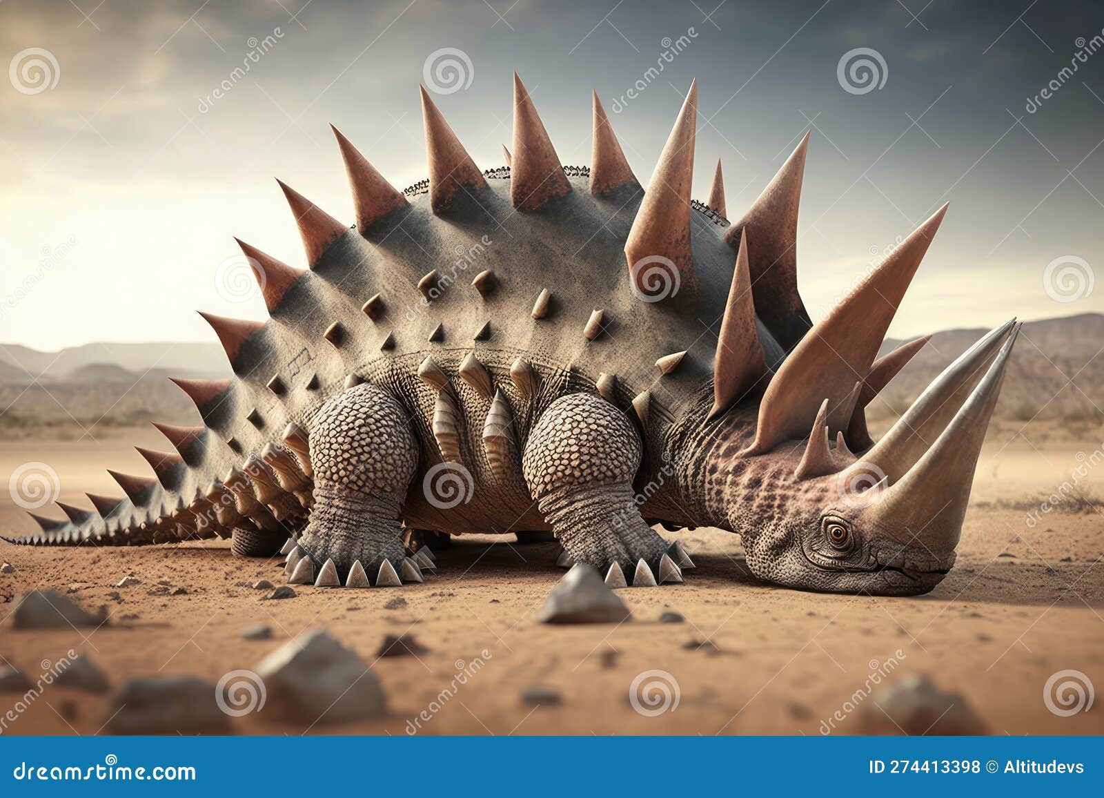 Stegosaurus Lying on Its Side, with Its Claws and Spikes Visible Stock ...