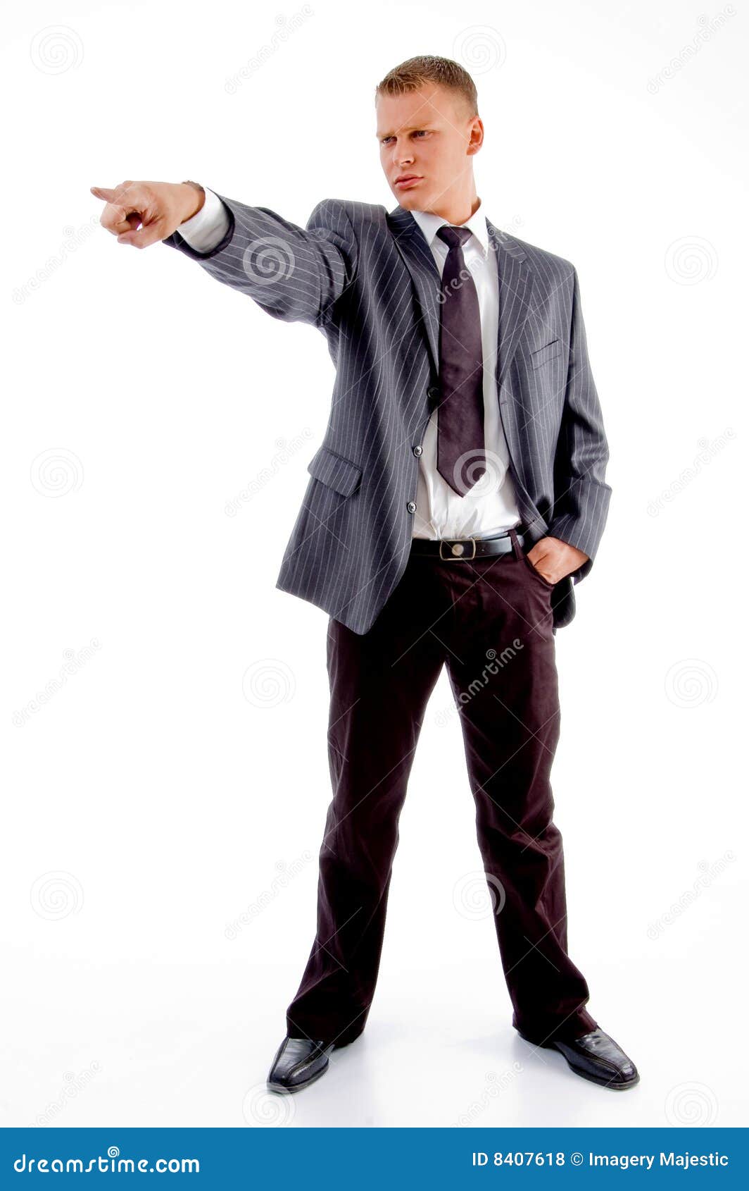 Stehender Angestellter, Der Seitlich Zeigt Stockfoto - Bild von jung ...