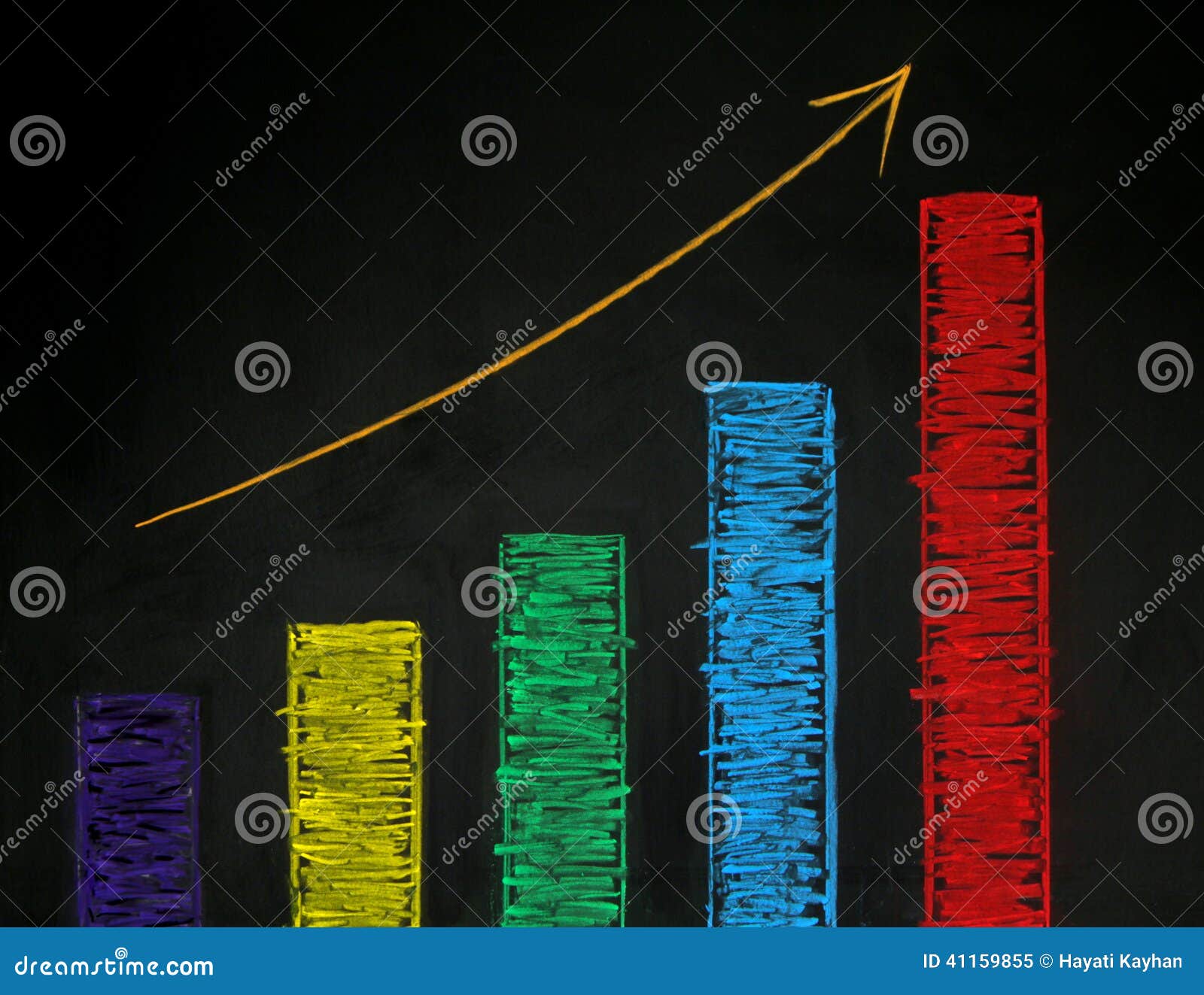 Steigendes Diagramm Mit Bunter Kreide Auf Tafel Stockbild - Bild von ...