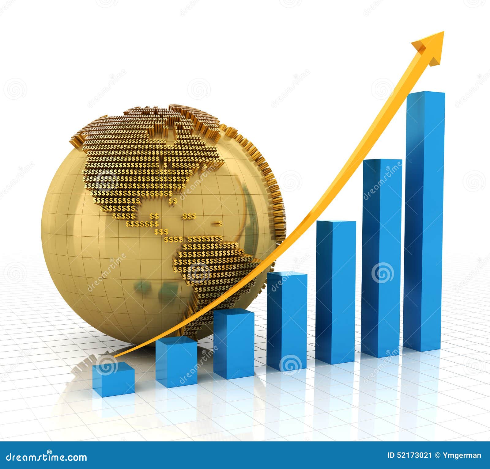 Steigendes Diagramm Mit Goldener Kugel Stock Abbildung - Illustration ...