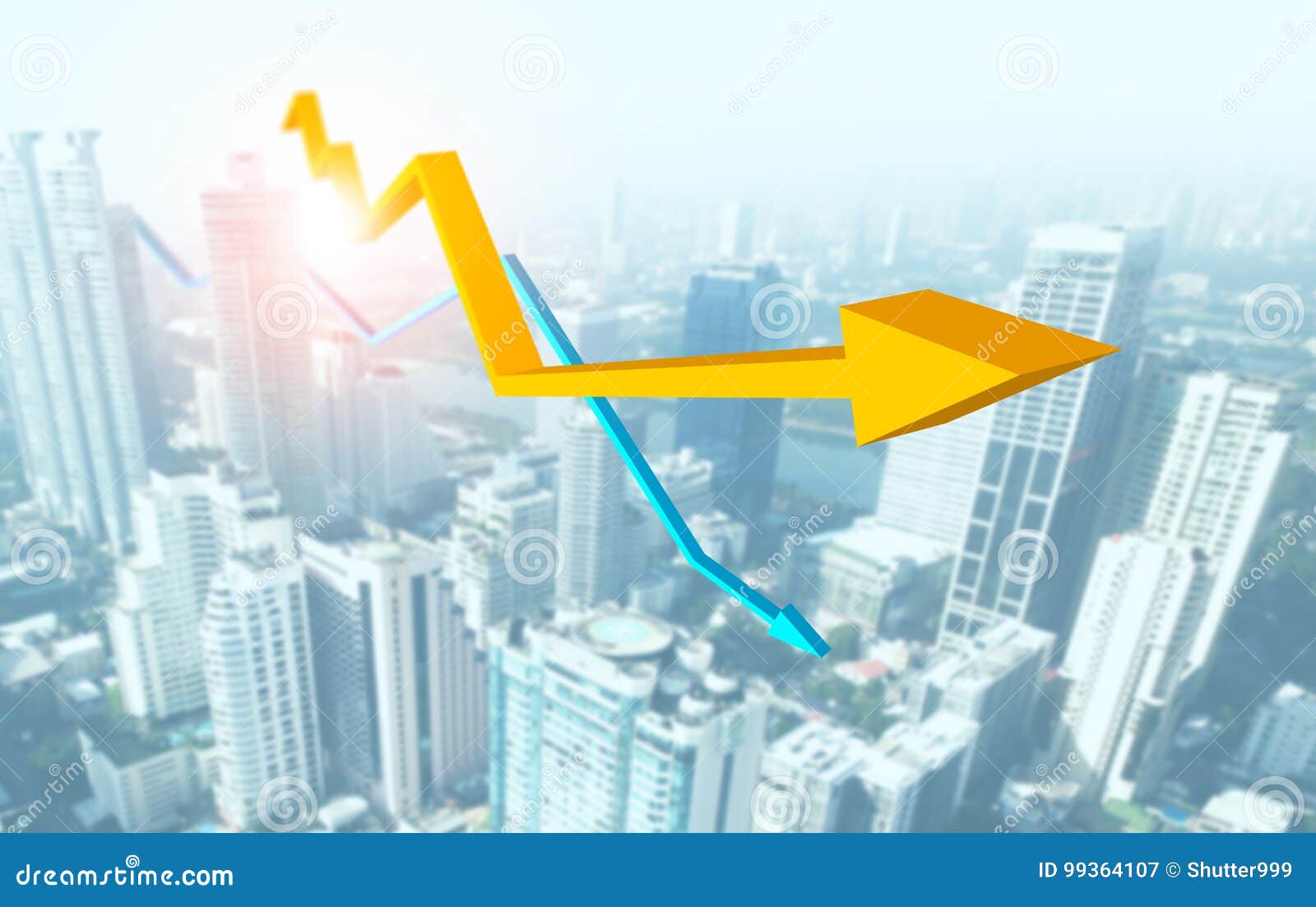 Steigendes Diagramm Und Abnehmendes Diagramm Mit Stadthintergrund ...