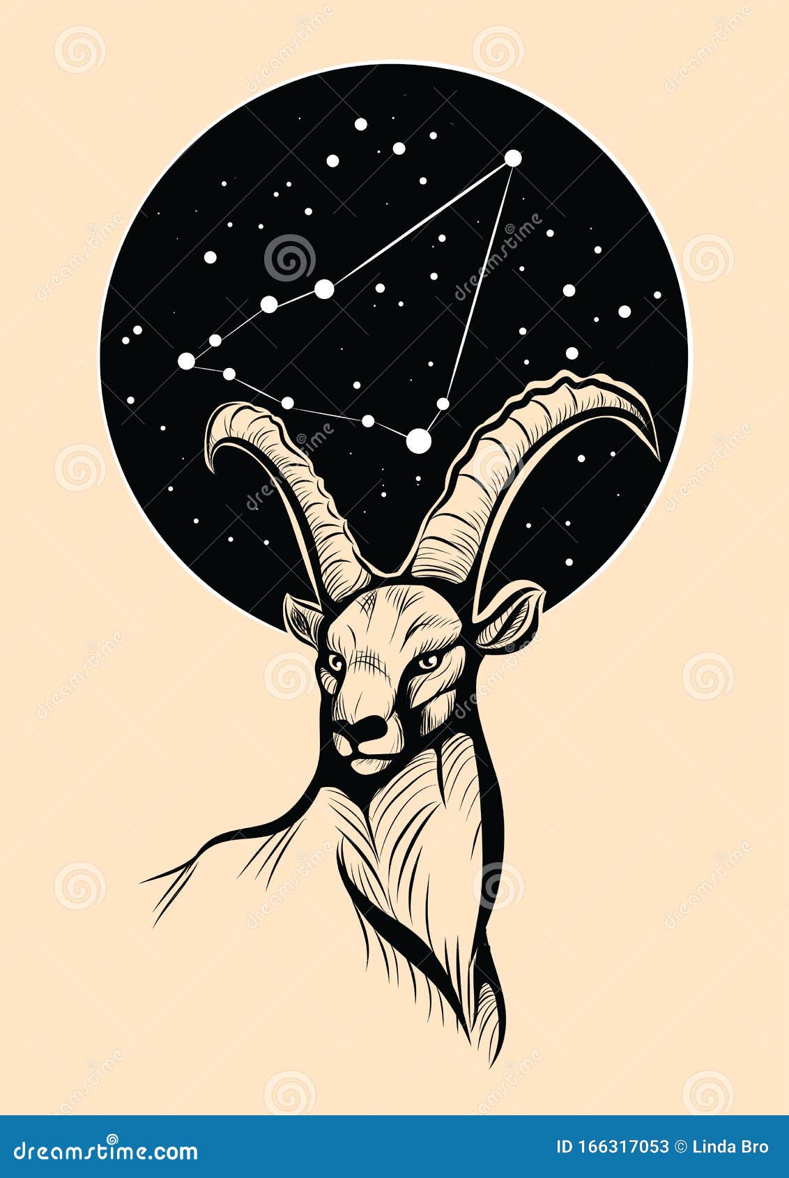 Illustration of a Capricorn Under the Star Constellation Capricornus ...