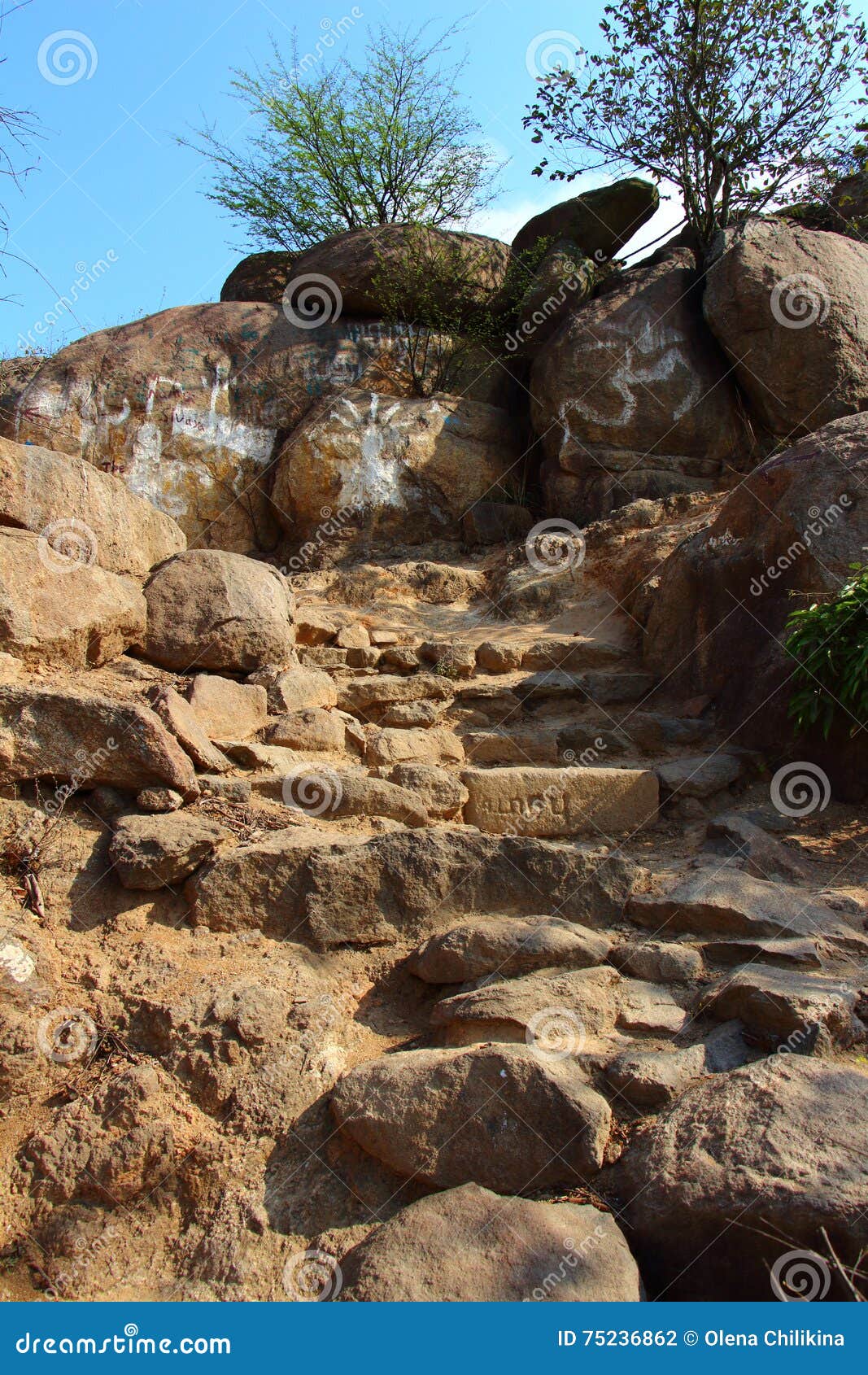 Steinstraße in Den Bergen, Arunachala, Indien Stockfoto - Bild von pfad ...