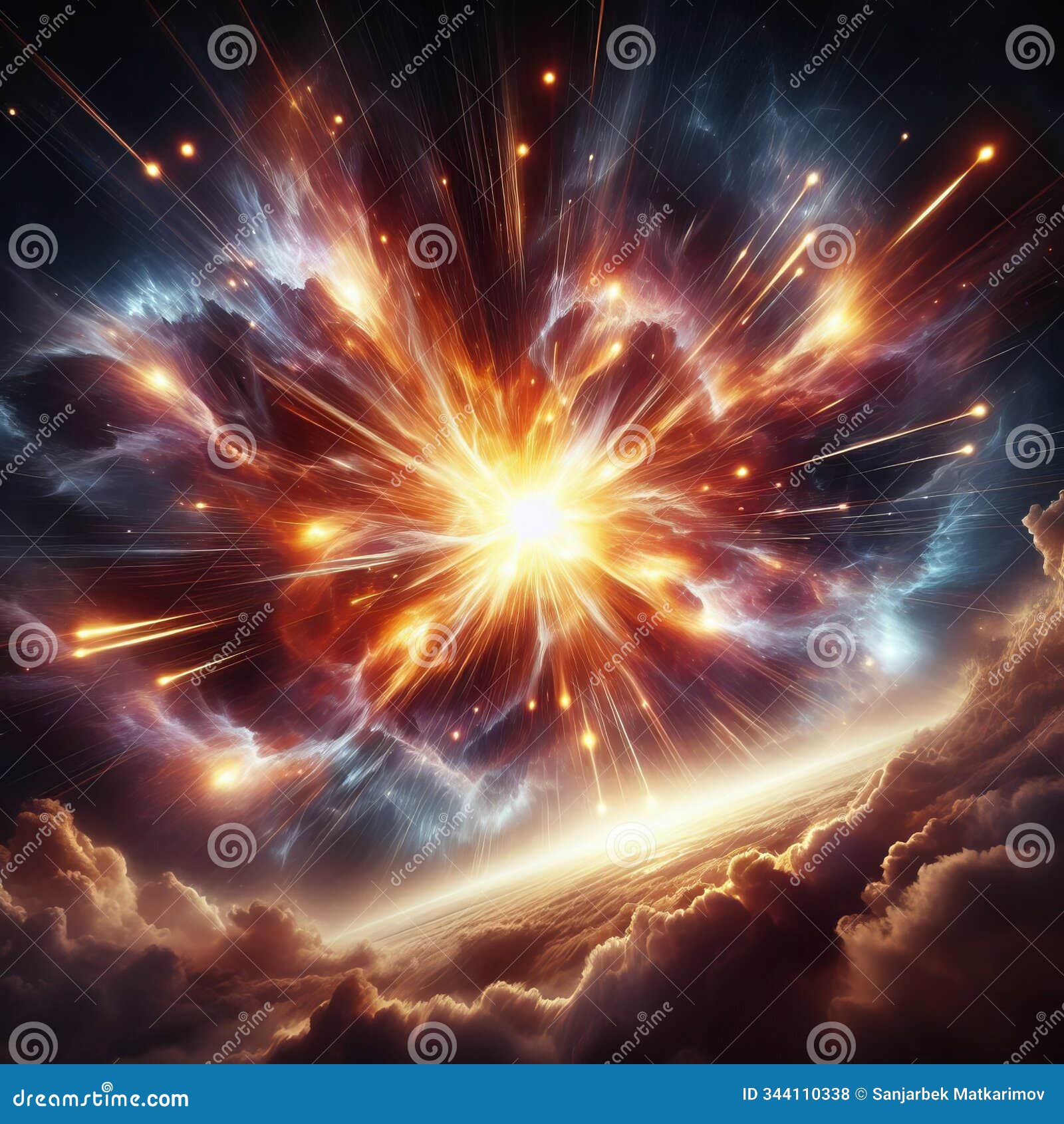 Stellar Explosion a Powerful Stellar Explosion Sends Shockwaves Stock ...