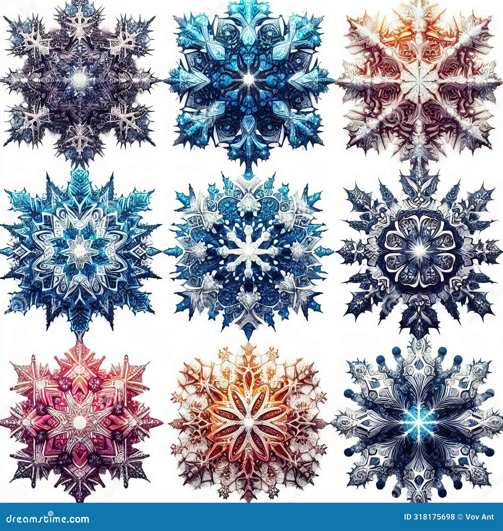 Stellar Split Plate Plate Snowflakes with Split or Branched St Stock ...