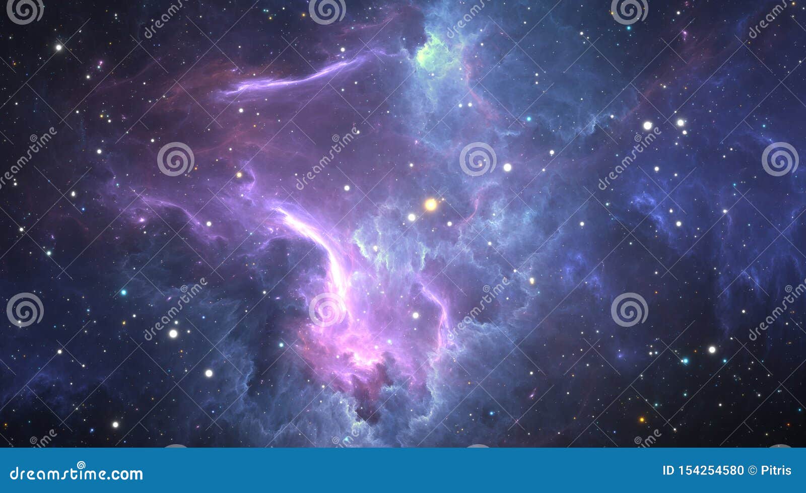 Stellar System and Gas Nebula Stock Illustration - Illustration of ...