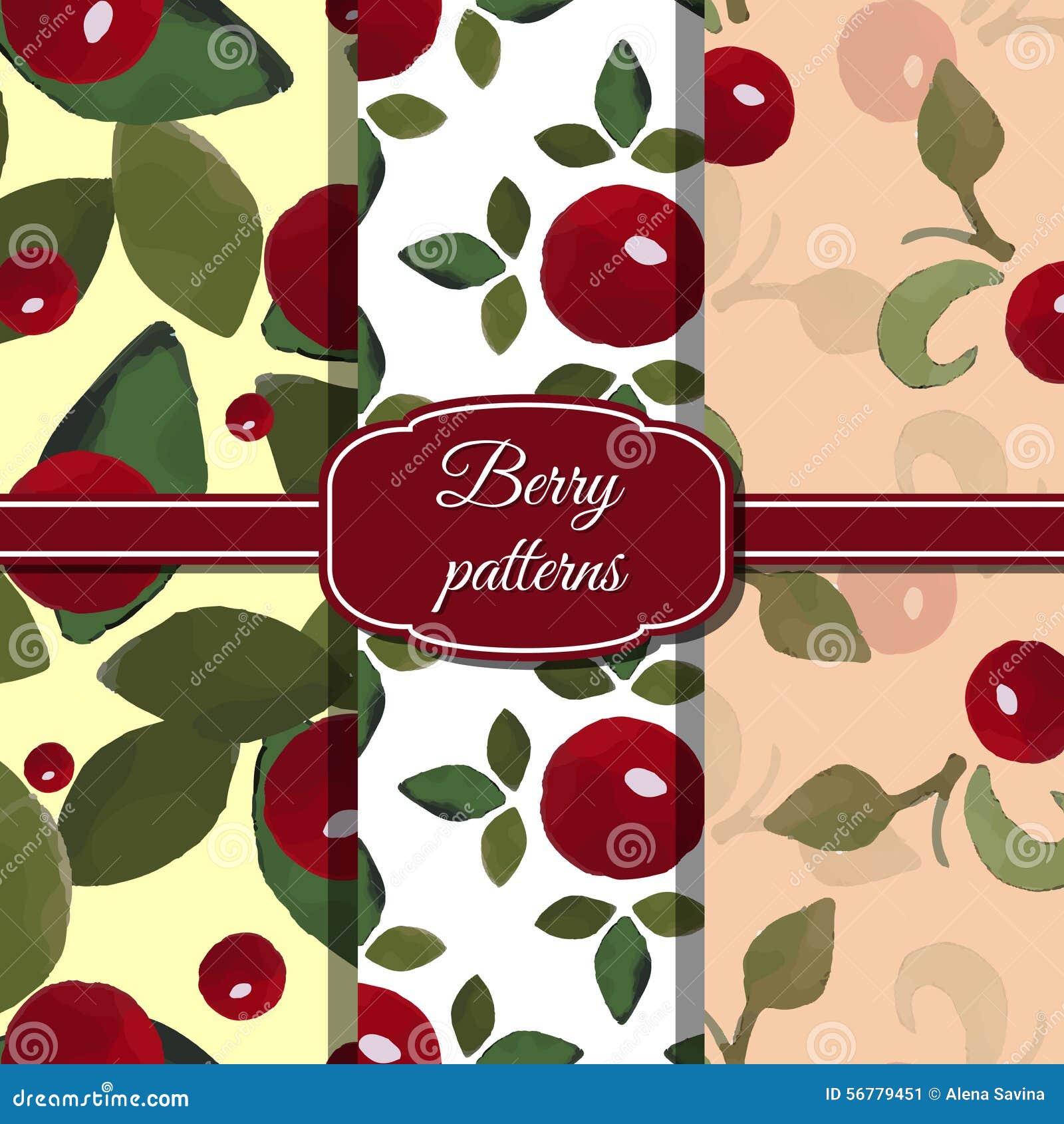 Stellen Sie Berry Patterns Ein Vektor Abbildung - Illustration von graphik, dekorativ: 56779451