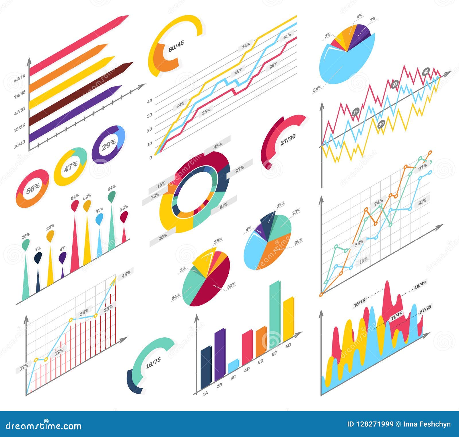 Stellen Sie Elemente Des Isometrischen Infographics Ein ...