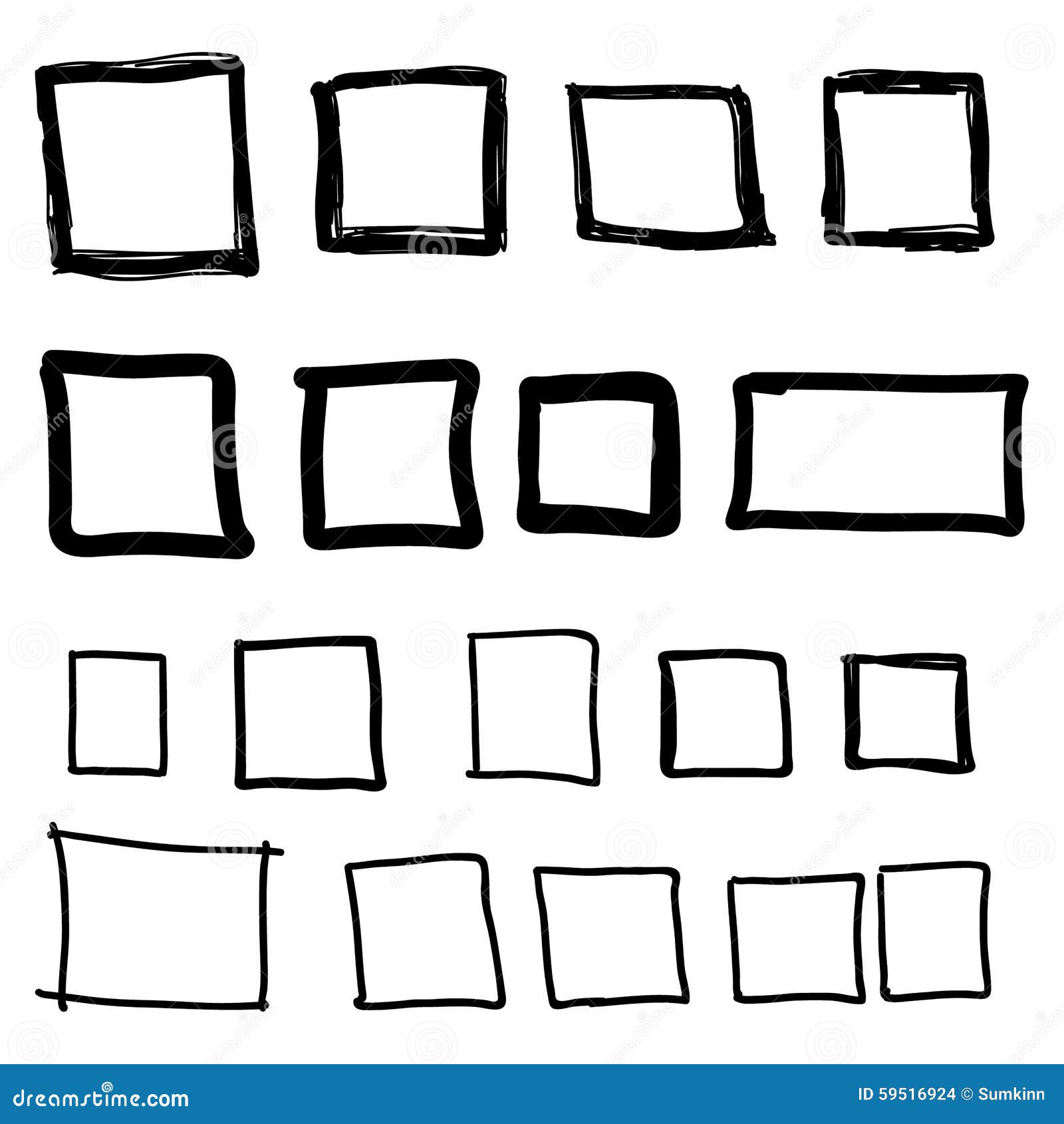 Stellen Sie Hand Gezeichnetes Quadrat Ein Vektor Abbildung ...