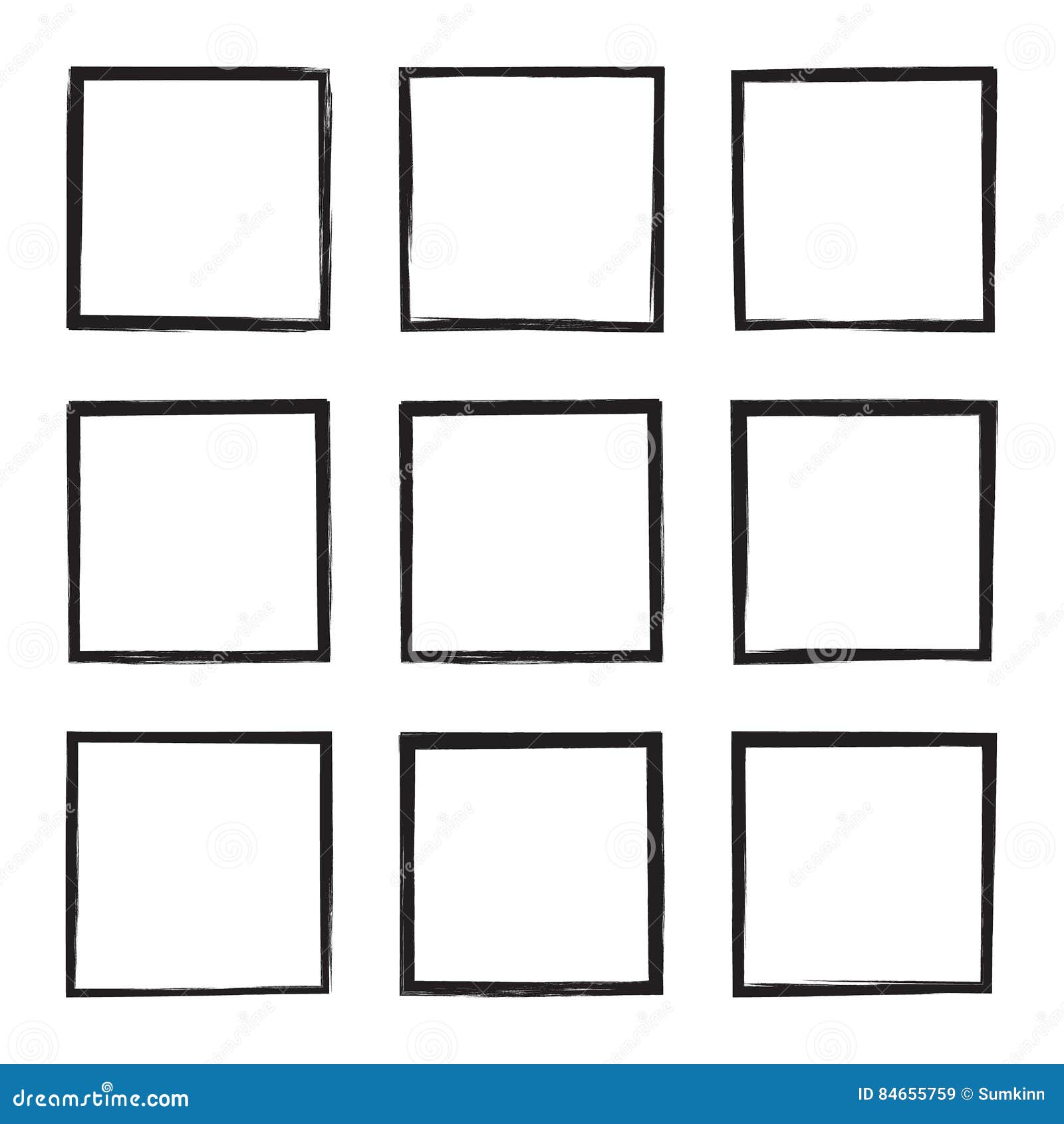 Stellen Sie Hand Gezeichnetes Quadrat Ein Vektor Abbildung ...