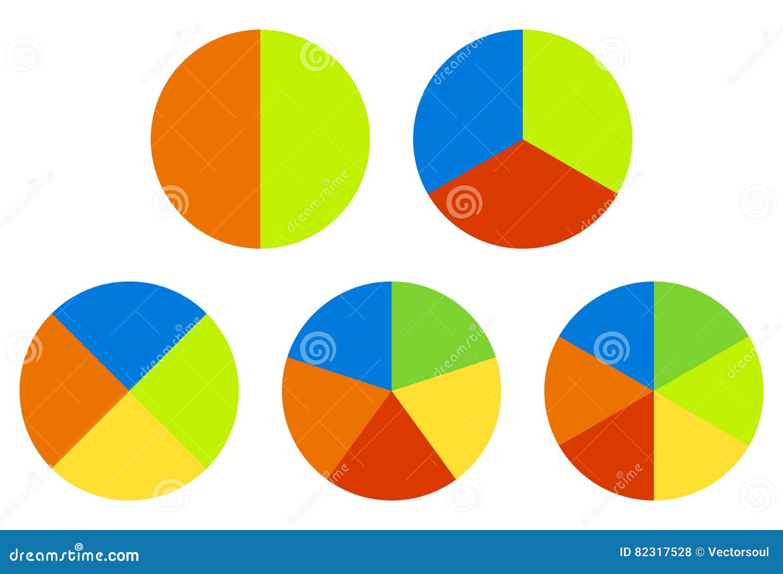 Stellen Sie Kreisdiagramme, Diagramme in 2,3,4,5,6 Segmenten Ein ...