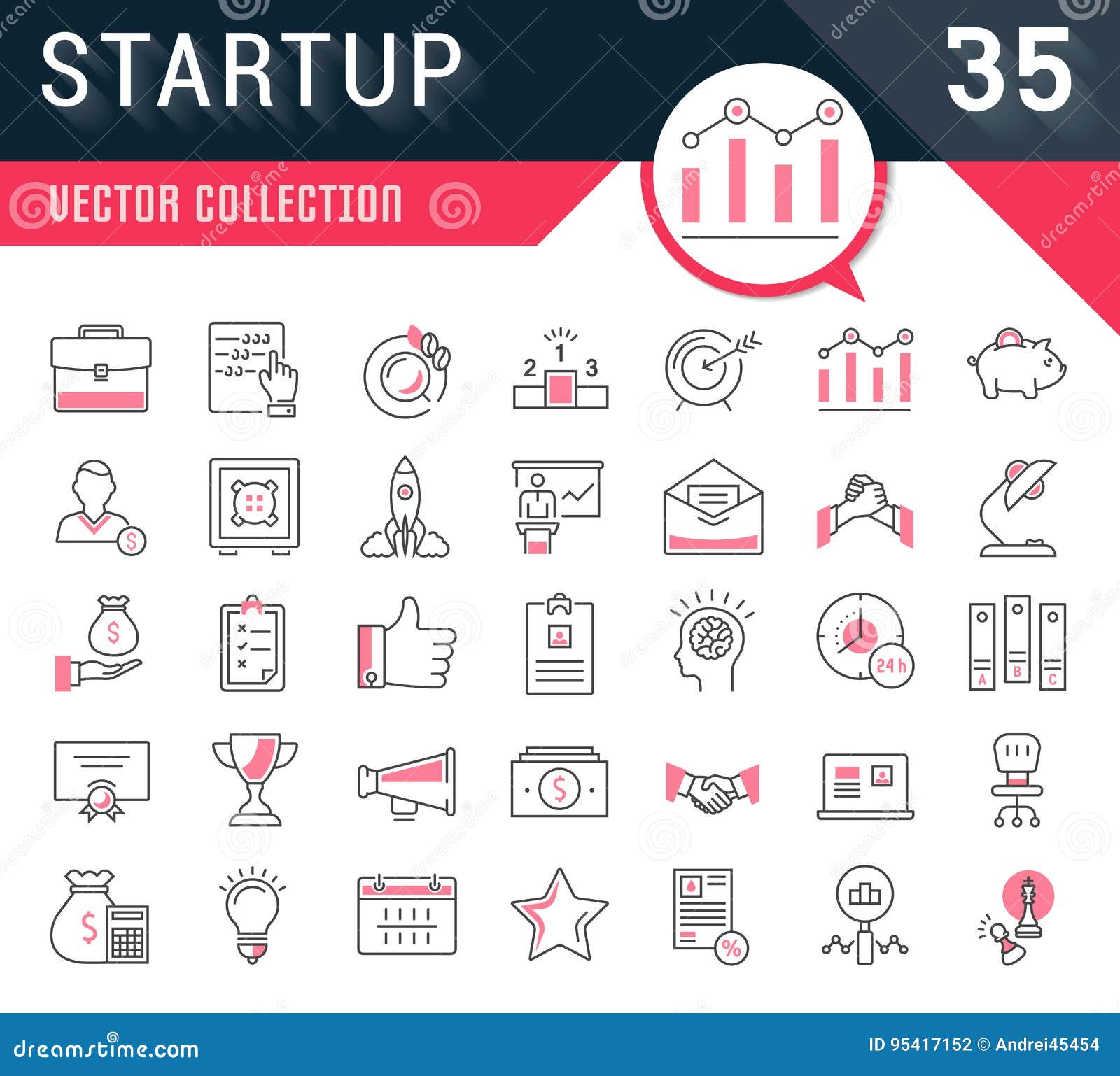 Stellen Sie Vektor-flache Linie Ikonen Start Ein Stock Abbildung ...