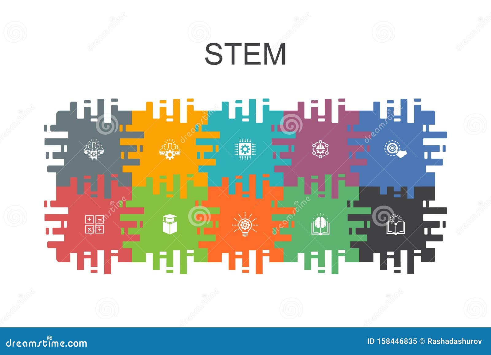 STEM Cartoon Template with Flat Elements Stock Vector - Illustration of ...