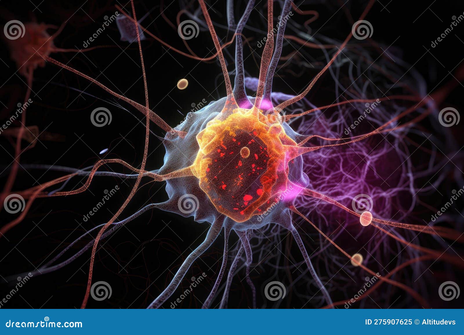 Stem Cell Derived Neuron Firing In The Brain Stock Illustration