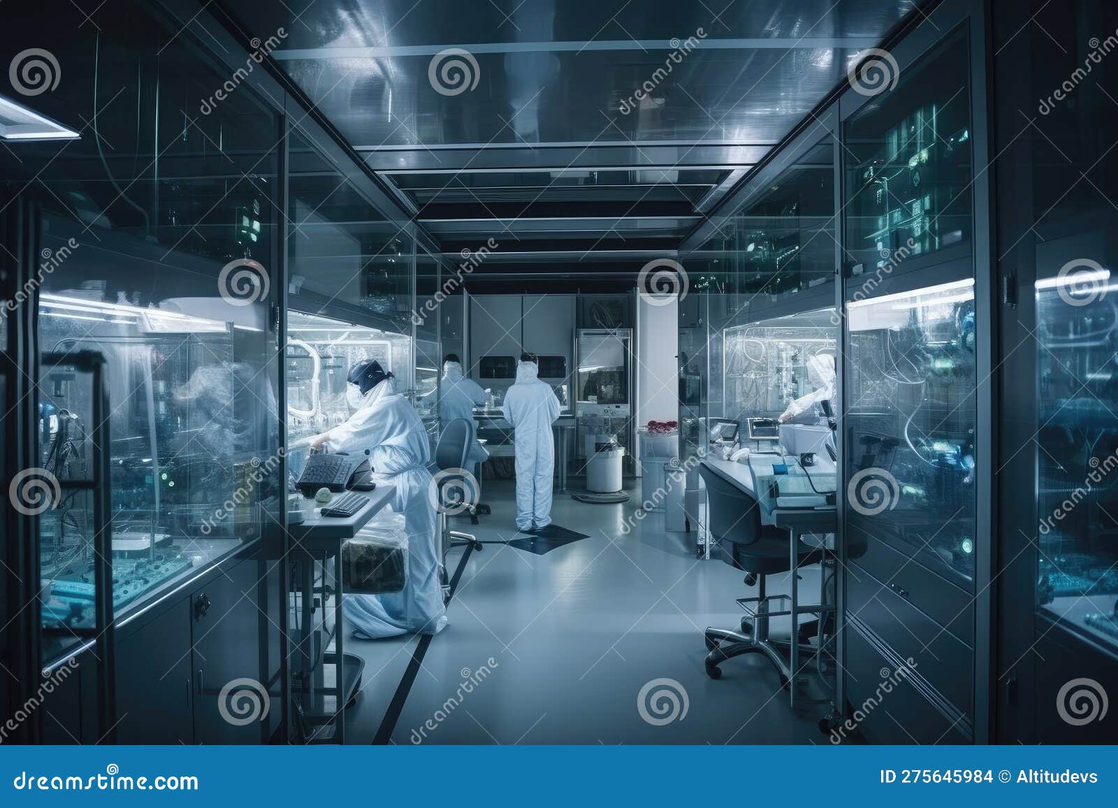 Stem Cell Research Facility, with Scientists Conducting Experiments and ...
