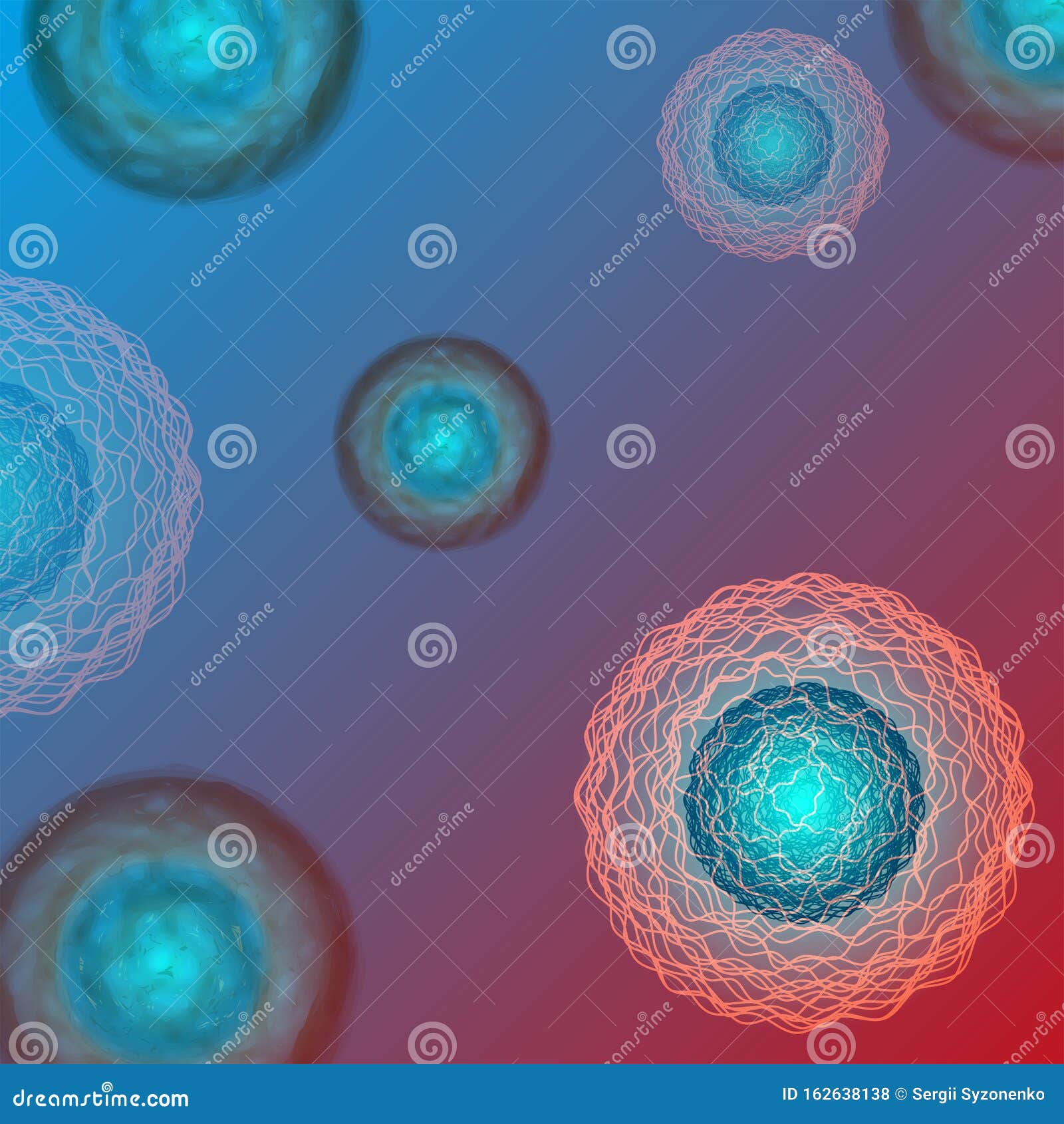 Stem Cells, Viruses or Microorganisms 3d Vector Background Medical ...