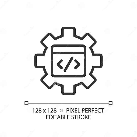 STEM in Coding in Pixel Perfect Linear Icon Stock Vector - Illustration of program, student ...