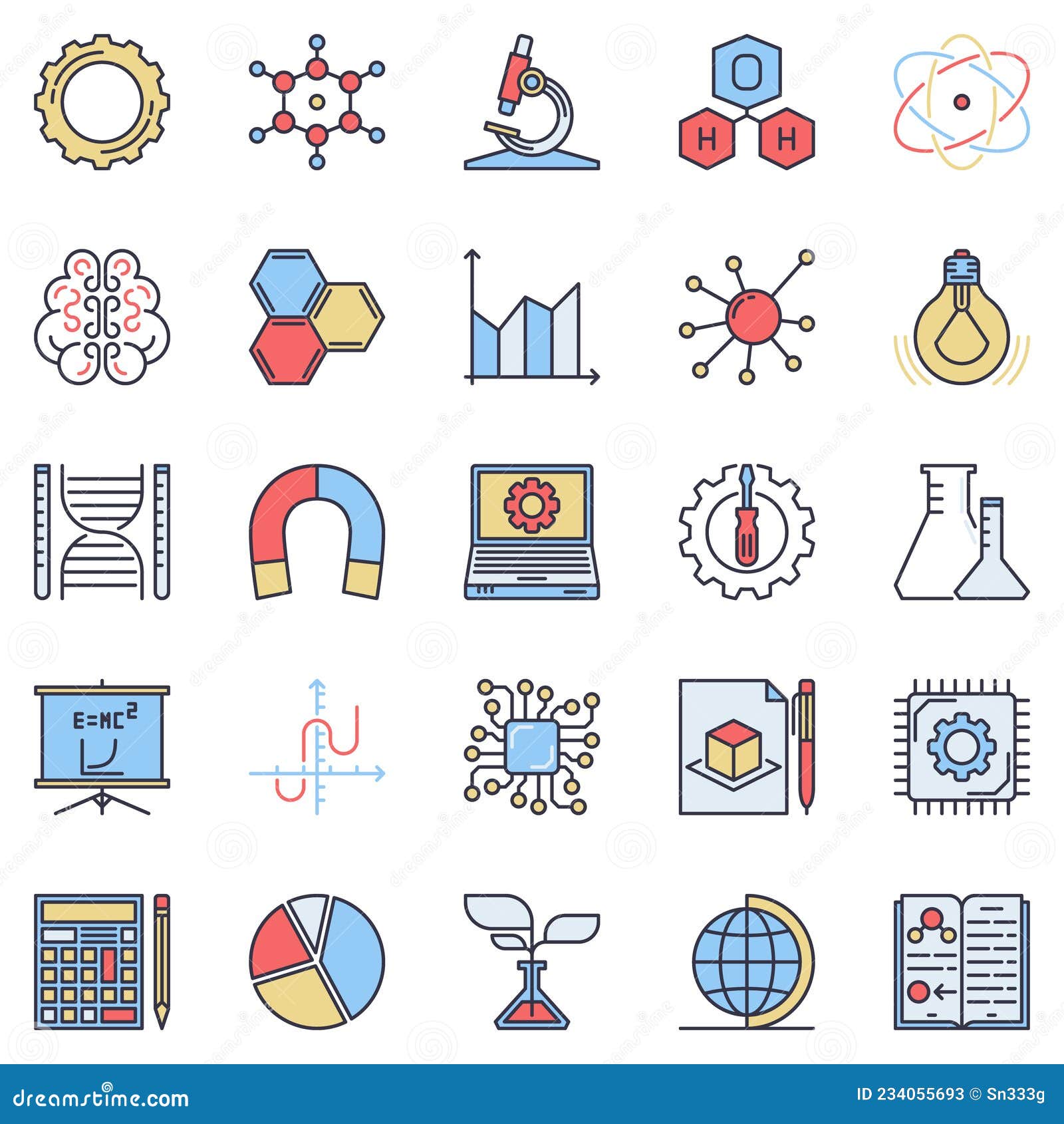 STEM Colored Concept Icons Set - Vector Science Signs Stock Vector ...