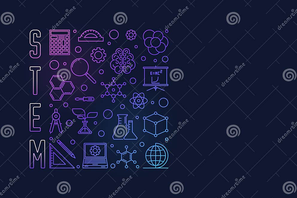 STEM Colored Outline Banner. Vector Concept Illustration Stock Vector ...