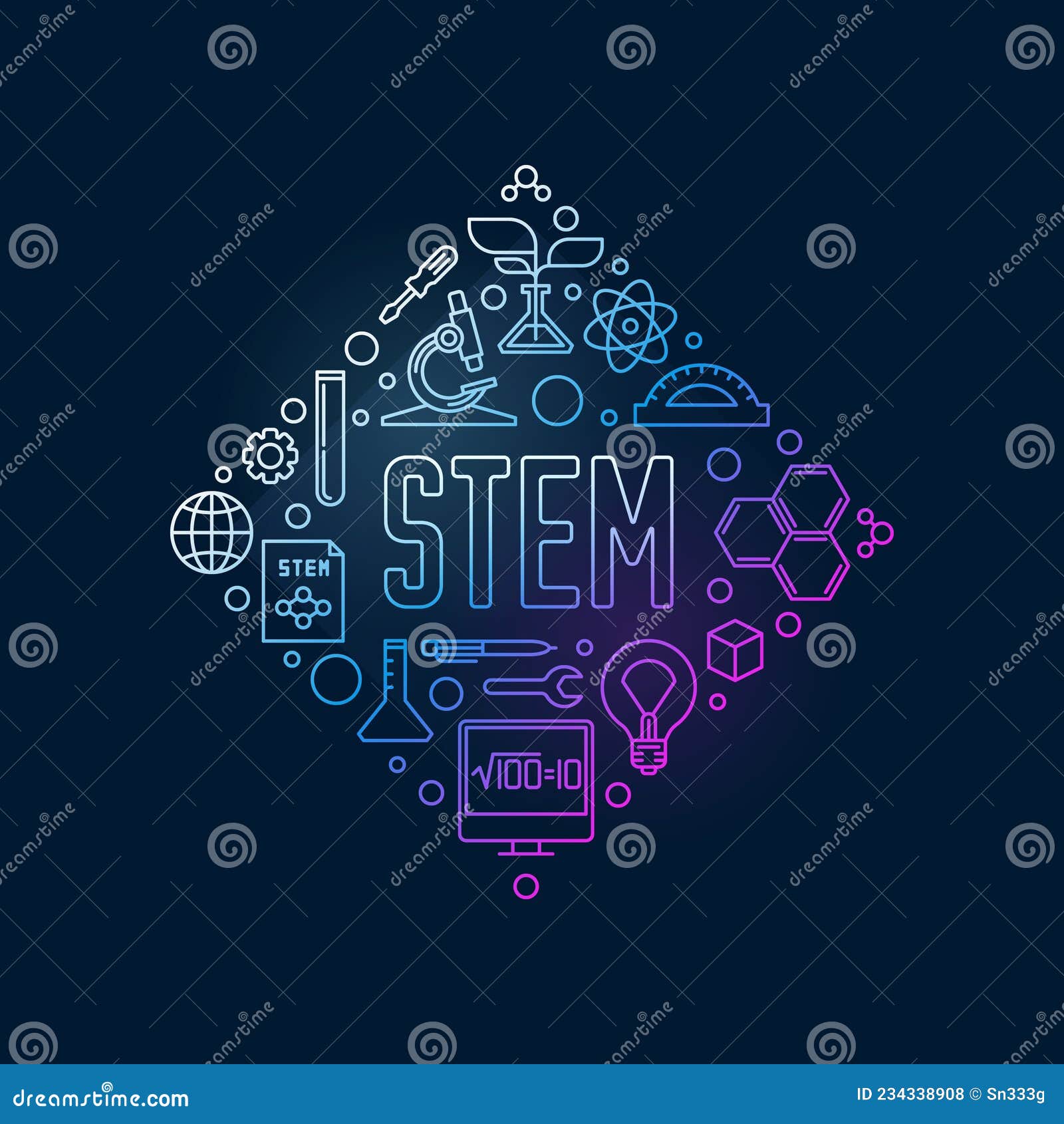 STEM Concept Diamond-Shaped Colored Vector Line Banner Stock Vector ...