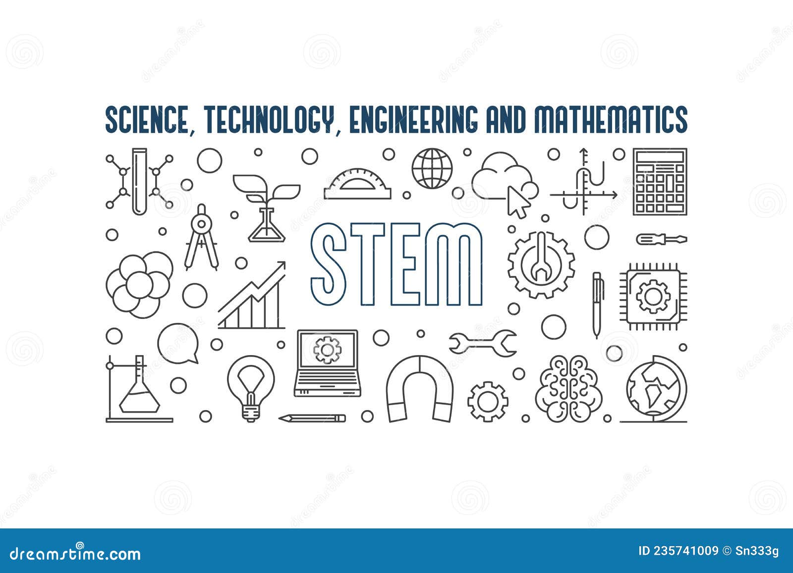 STEM Concept Education Horizontal Banner Vector Illustration Stock ...