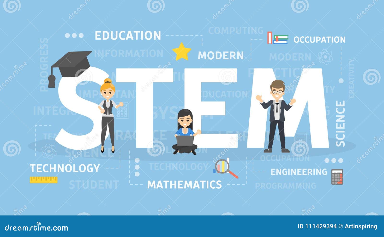 STEM concept illustration. stock vector. Illustration of computer ...
