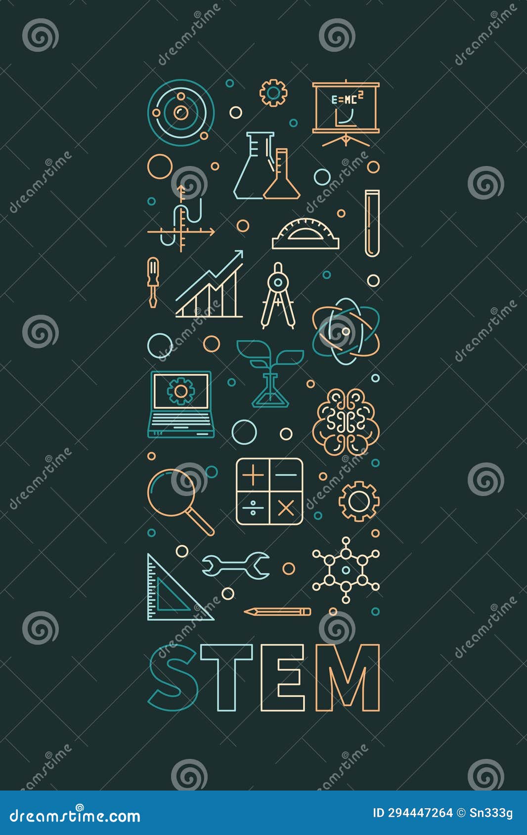 STEM Concept Vertical Creative Linear Banner. Science, Technology ...
