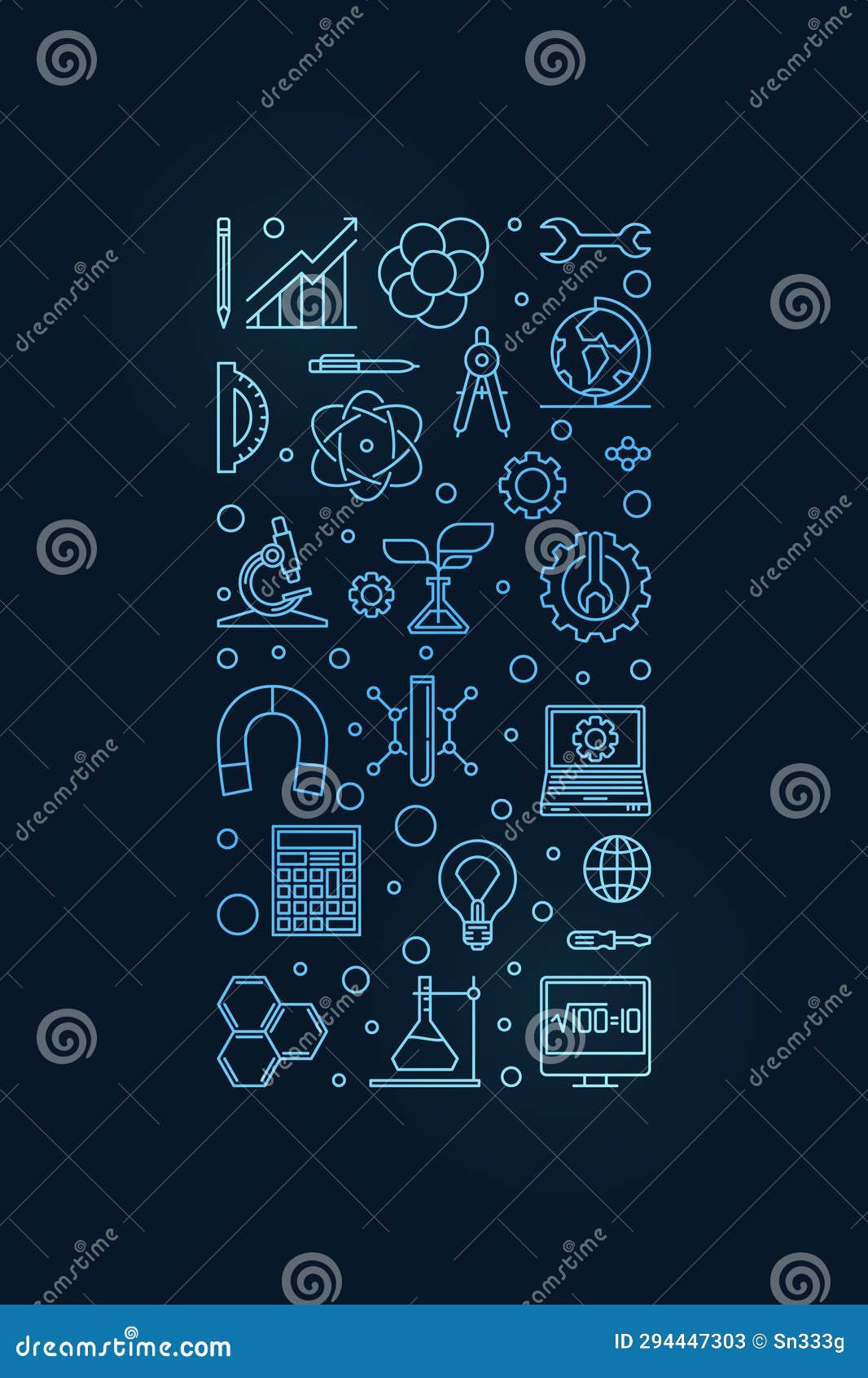 STEM Concept Vertical Minimal Outline Blue Colored Banner - Science ...