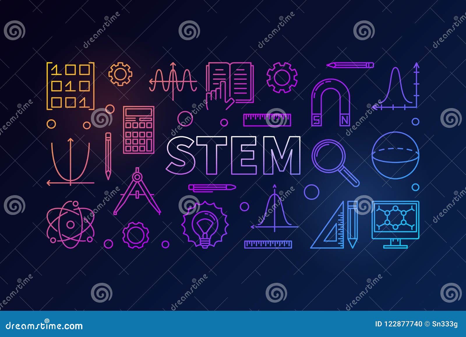 STEM Creative Colored Vector Banner in Outline Style Stock Vector ...