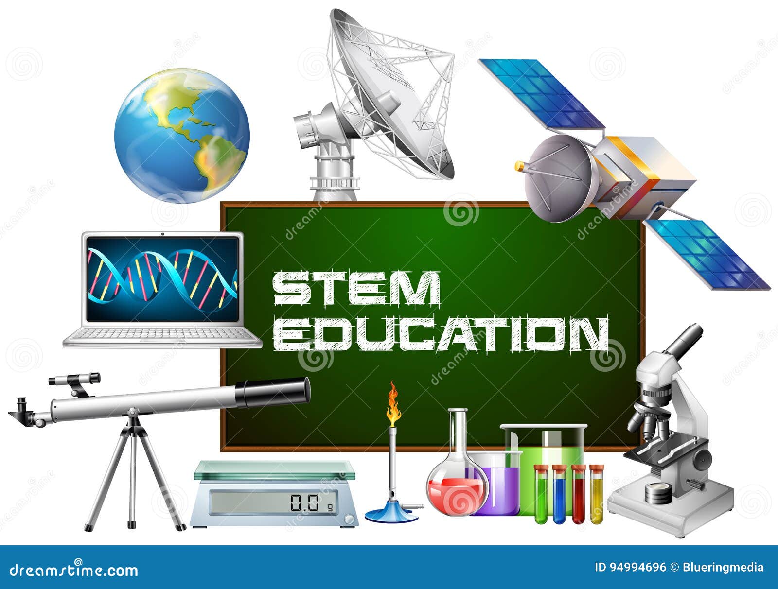 Stem Education on Board and Different Devices Stock Vector ...
