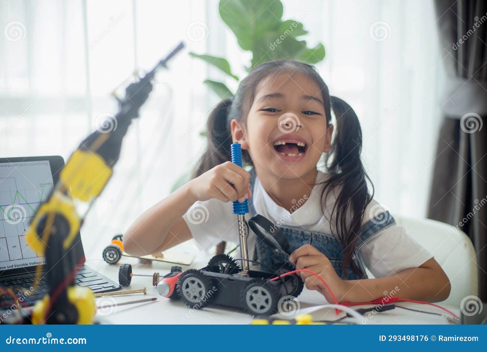 STEM Education Concept. Asian Young Girl Learning Robot Design Stock ...