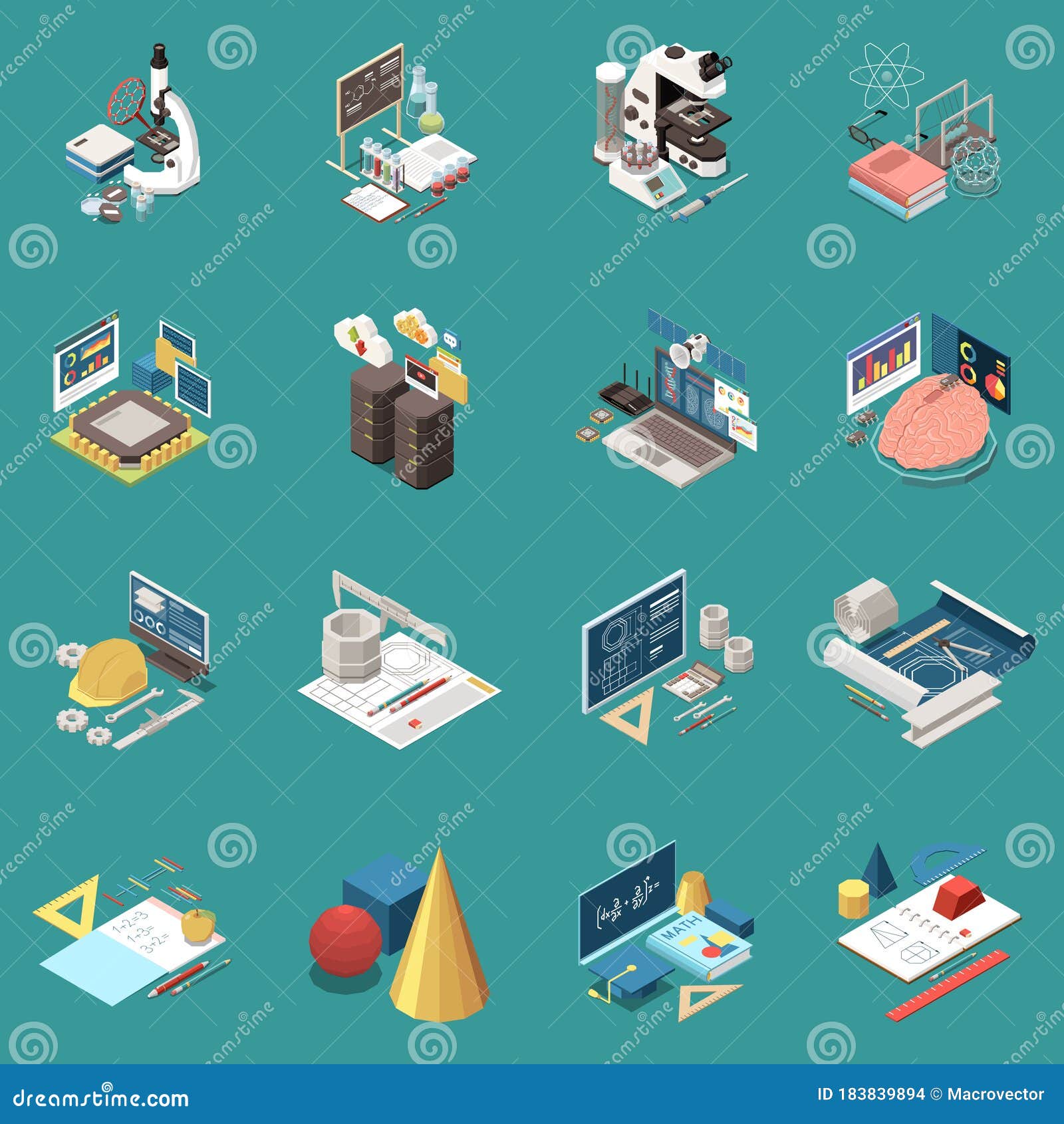 STEM Education Concept Icons Stock Vector - Illustration of data ...