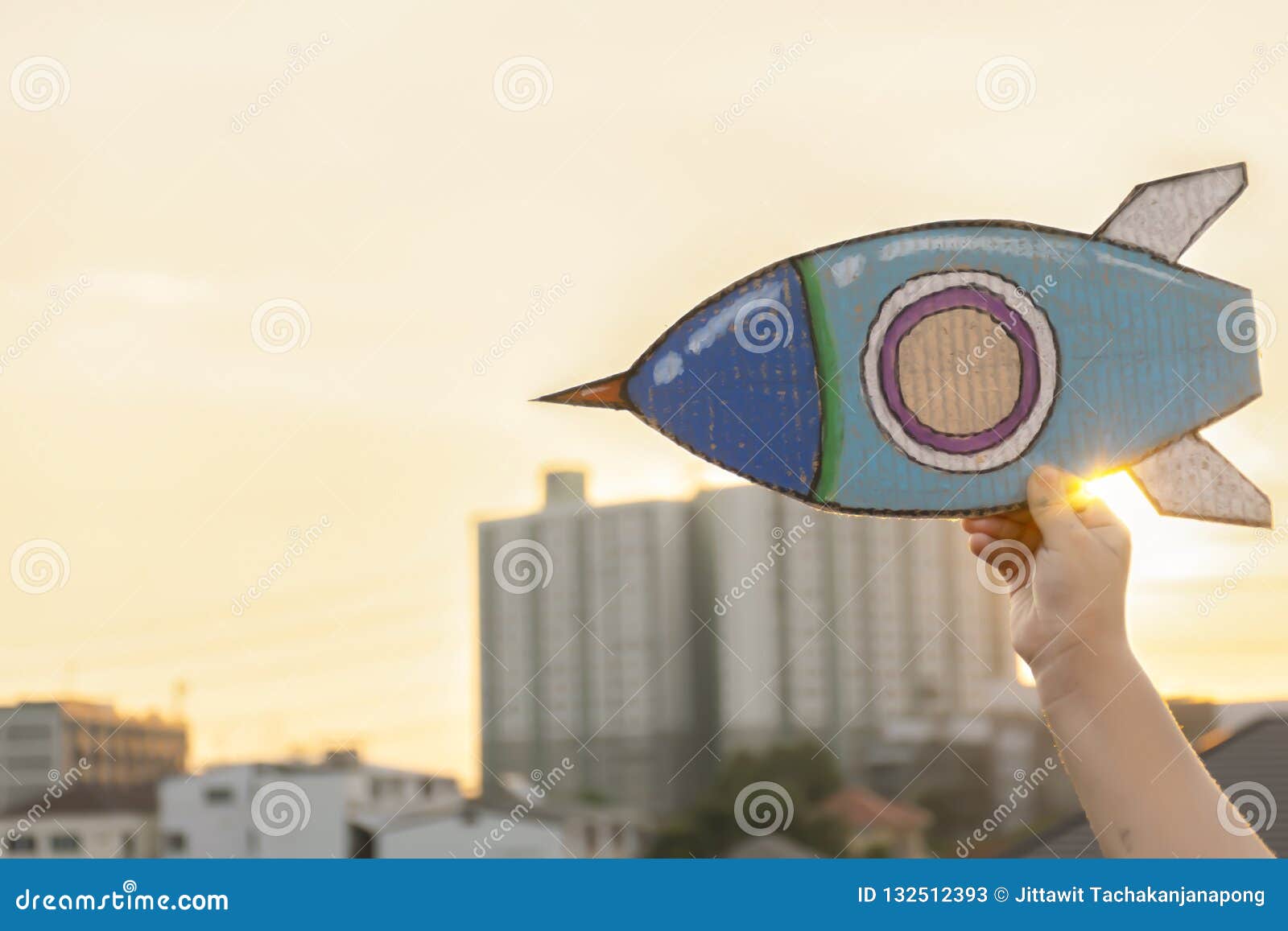 STEM Education Concept. Kids are Holding a Rocket Paper Stock Image ...