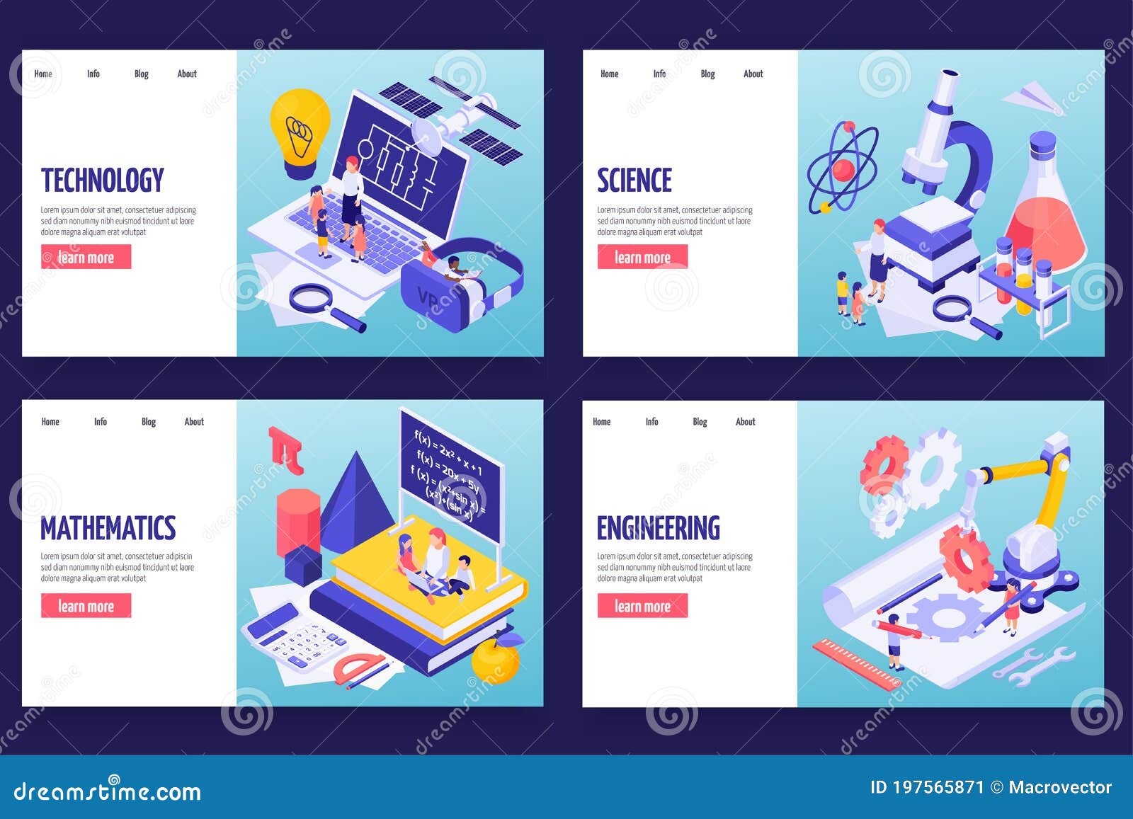 STEM Education Horizontal Banners Stock Vector - Illustration of ...